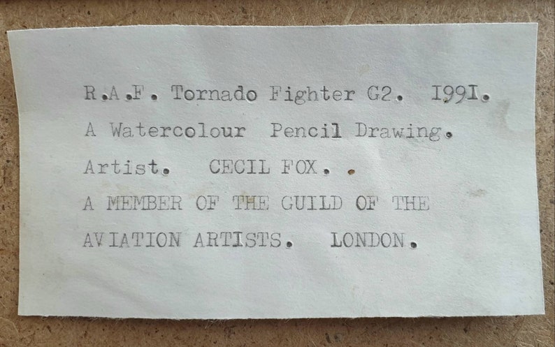 R.A.F. Tornado Fighter G2 Watercolour Painted by Cecil Fox - Etsy UK