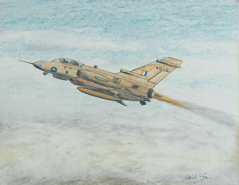 R.A.F. Tornado Fighter G2 Watercolour Painted by Cecil Fox 1991 Member ...