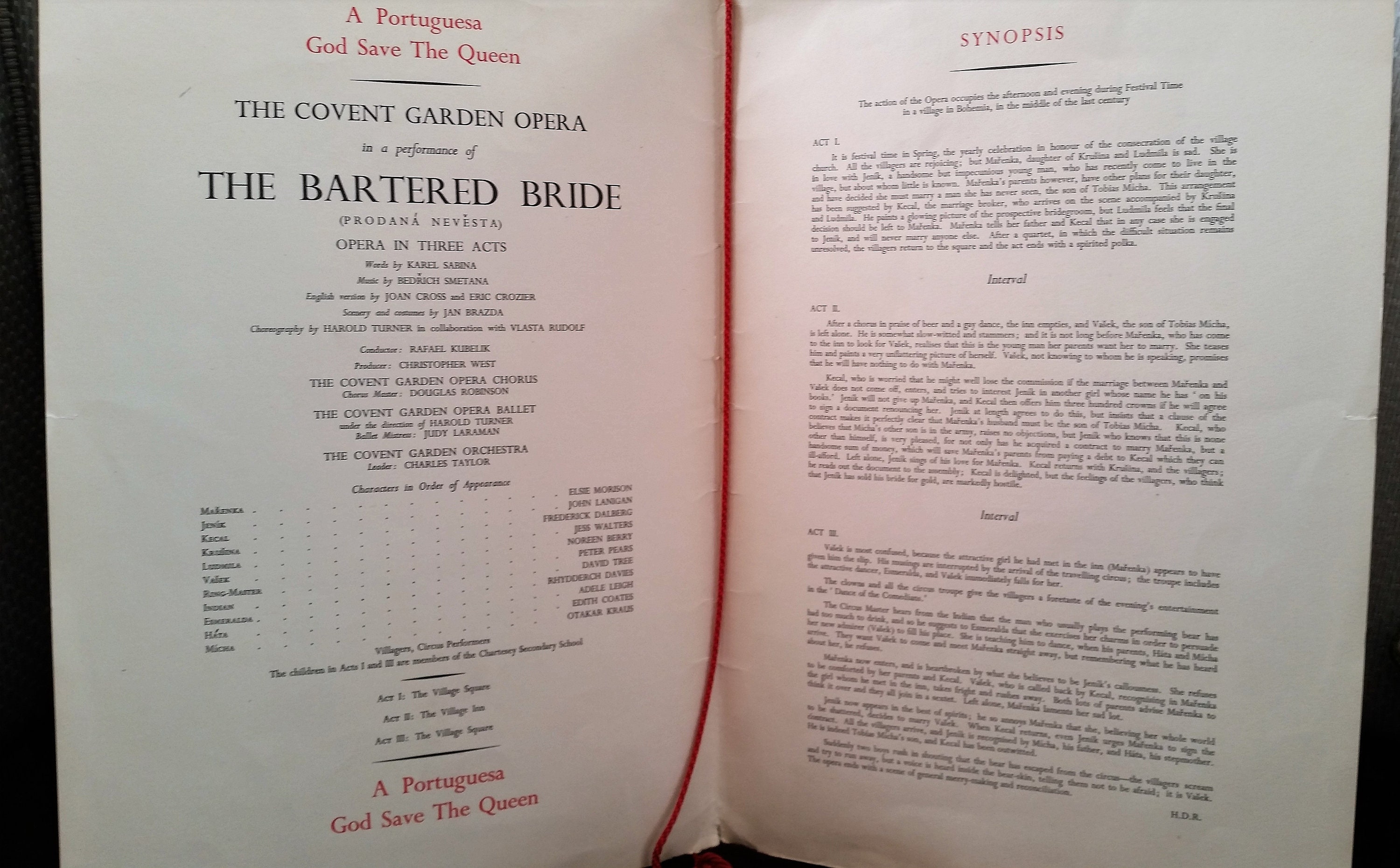 Covent Garden Royal Opera House Program, in the Presence of Her Majesty ...