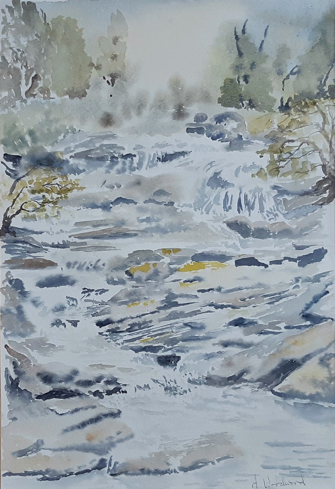 Original Watercolour Waterfall River Stream Landscape Painting - Etsy