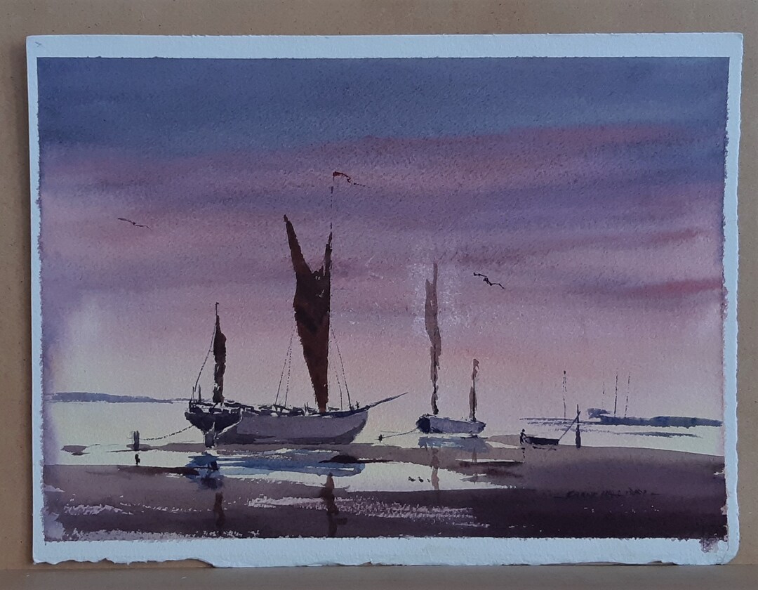 Thames Barges, Norfolk Coast Low Tide Mudflats, Norfolk Coast at Sunset ...