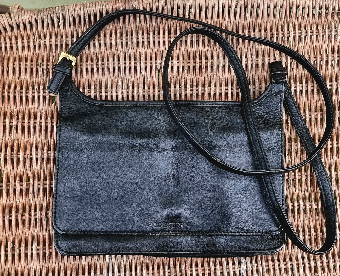 Hidesign Black Leather Messenger Bag, Cross Body Slim Black Leather ...