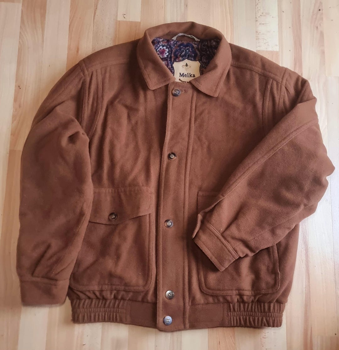 Vintage 80s Melka Wool Bomber Jacket, Brown, EU 50 / UK 40 - Etsy