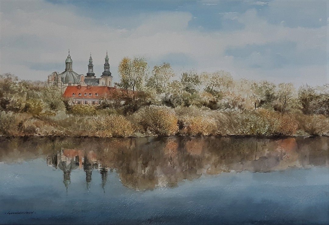 Poland Landscape Original Watercolour Painting, Lad Abbey, Lad ...
