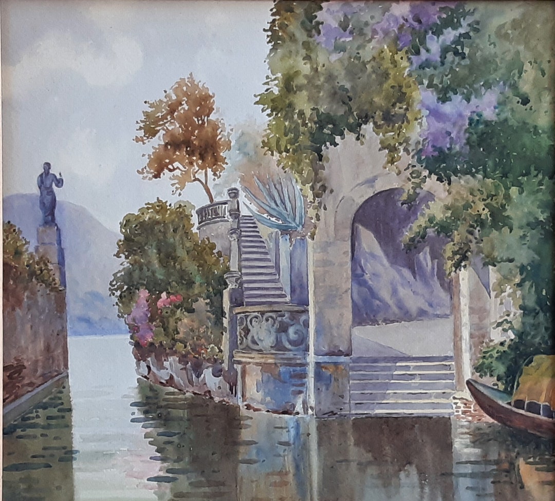 Antique Original Watercolour Painting, Bay of Naples, Capri, Italy ...