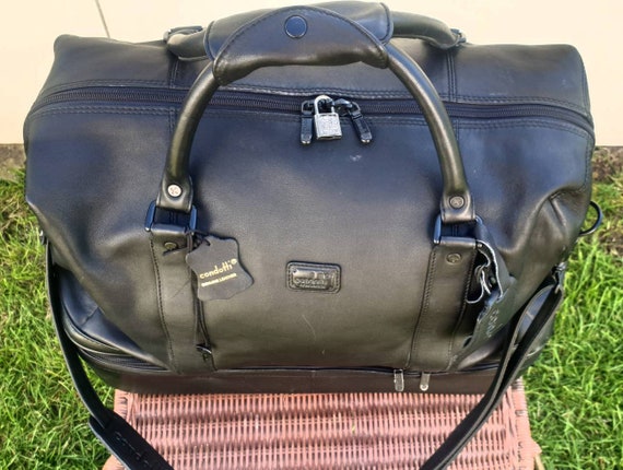 Condotti black leather holdall, travel bag, vintage h… - Gem