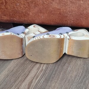 Vintage Destroy Cut Out Platform Clog Sandals, Purple Leather Flower ...