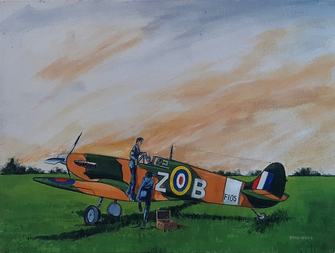 Spitfire Aeroplane Acrylic Painting, Original Painting of a WW2 ...
