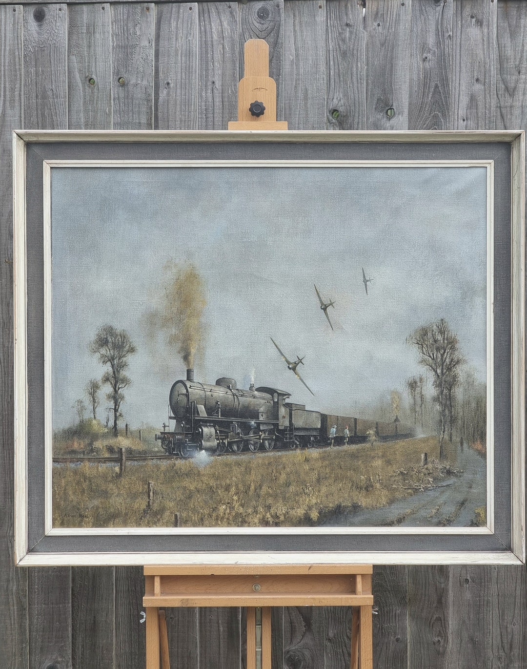 Spitfire, R.A.F., German Supply Steam Train WW2 Attack Large Framed ...