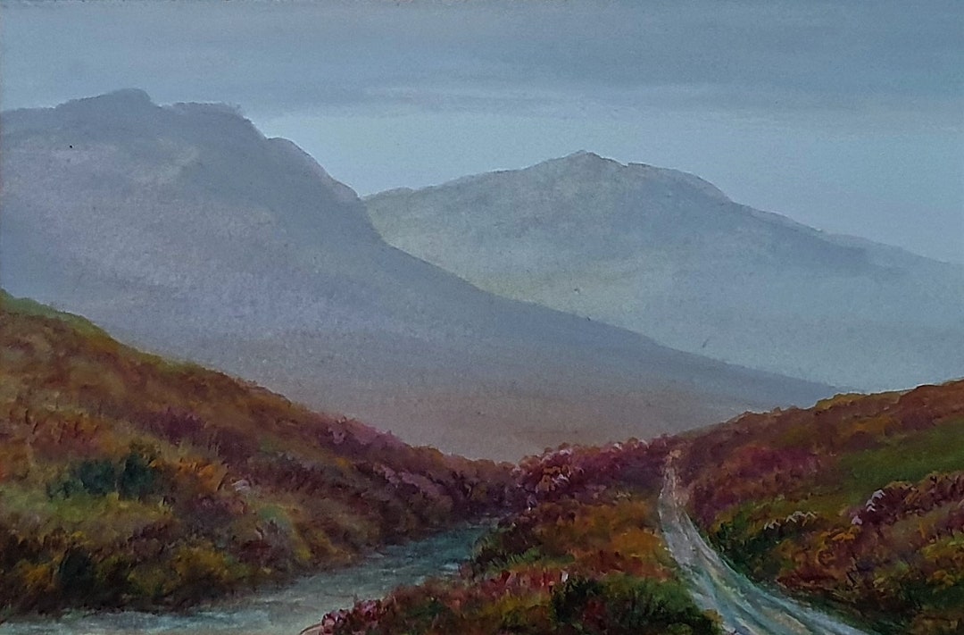 North Yorkshire Moors Heather Landscape Original Watercolour Circa 1900 ...