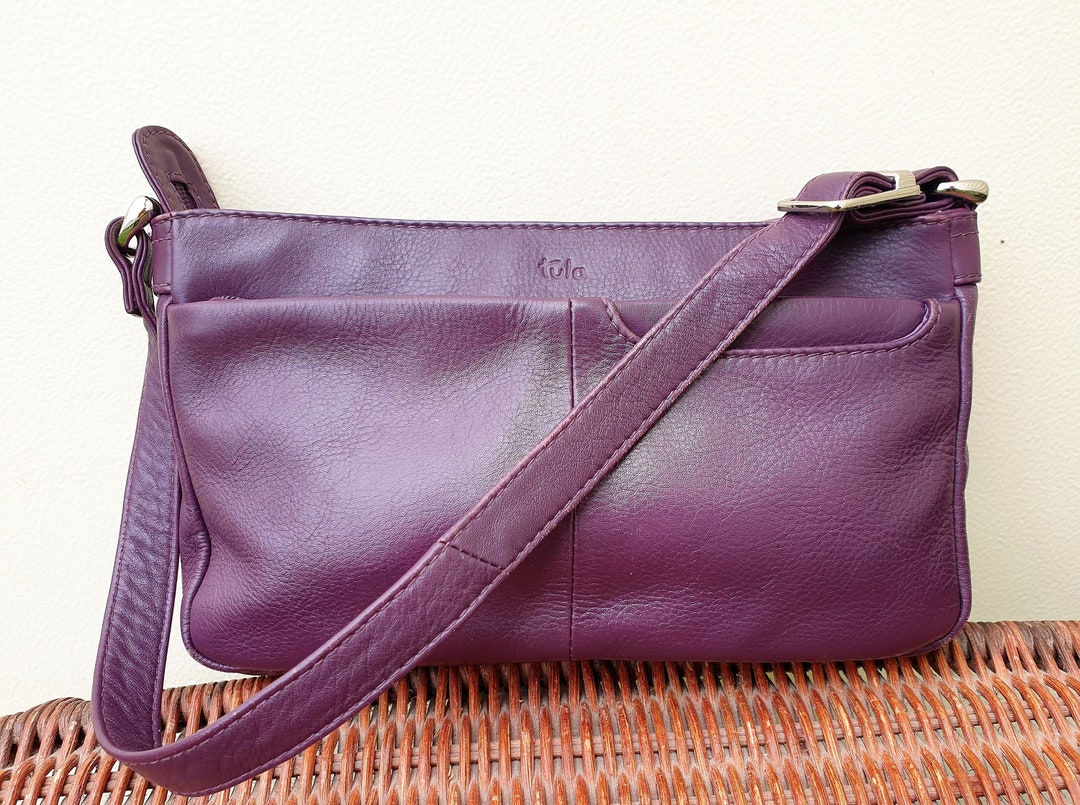 Tula Purple Leather Shoulder Clutch Bag, Small Underarm Shoulder Purse ...