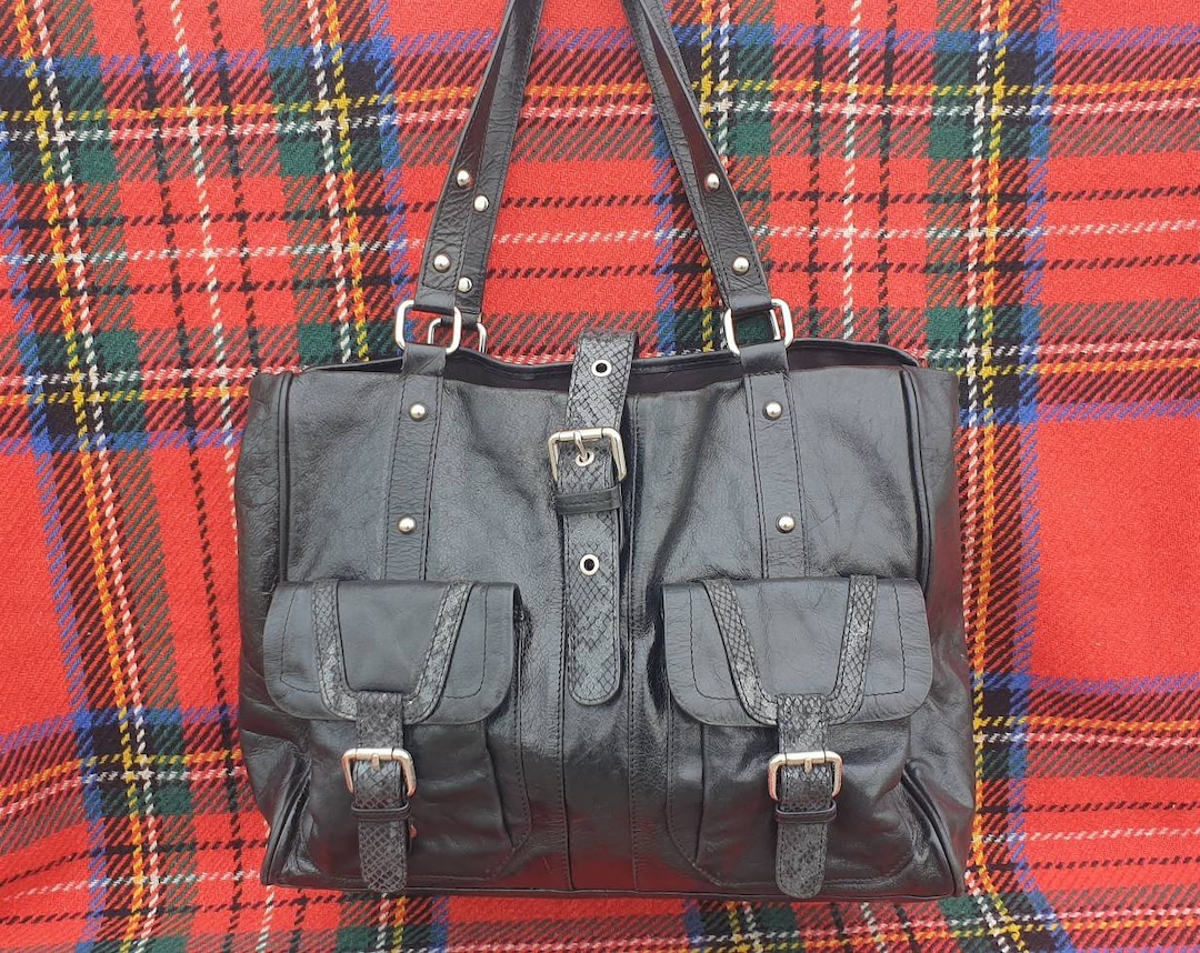 Vanda Francis Large Black Leather Tote Shoulder Bag, Work / Business ...