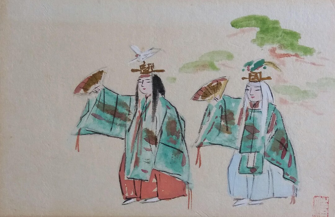 Japanese Miniature Watercolour Original Painting, Signed With Artist's ...