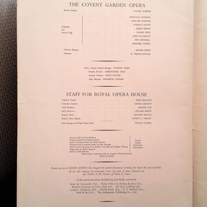 Covent Garden Royal Opera House Program, in the Presence of Her Majesty ...