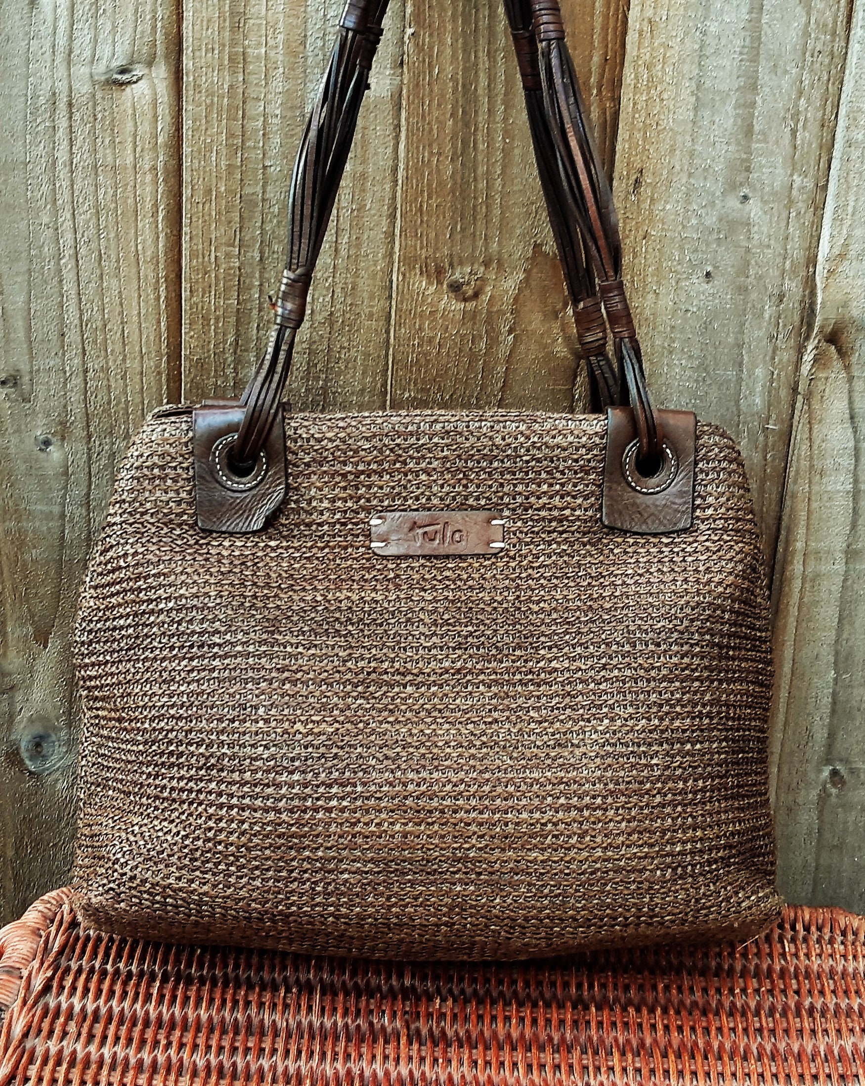 Tula brown sisal style woven tote shoulder bag Woven and | Etsy