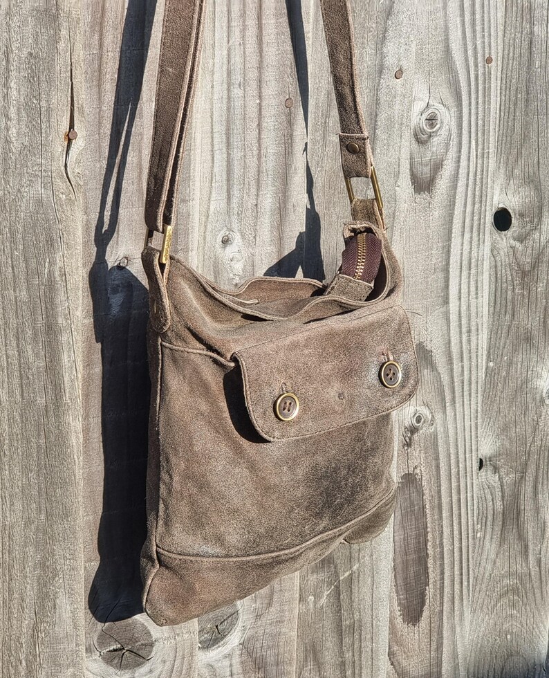 Vintage White Stuff Dusty Brown Suede Leather Cross Body Messenger Bag ...