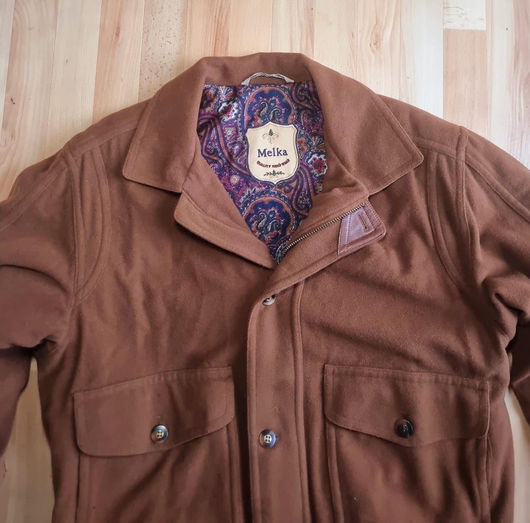 Vintage 80s Melka Brown Wool Bomber Jacket, Size EU 50 UK 40, 80s, 90s ...