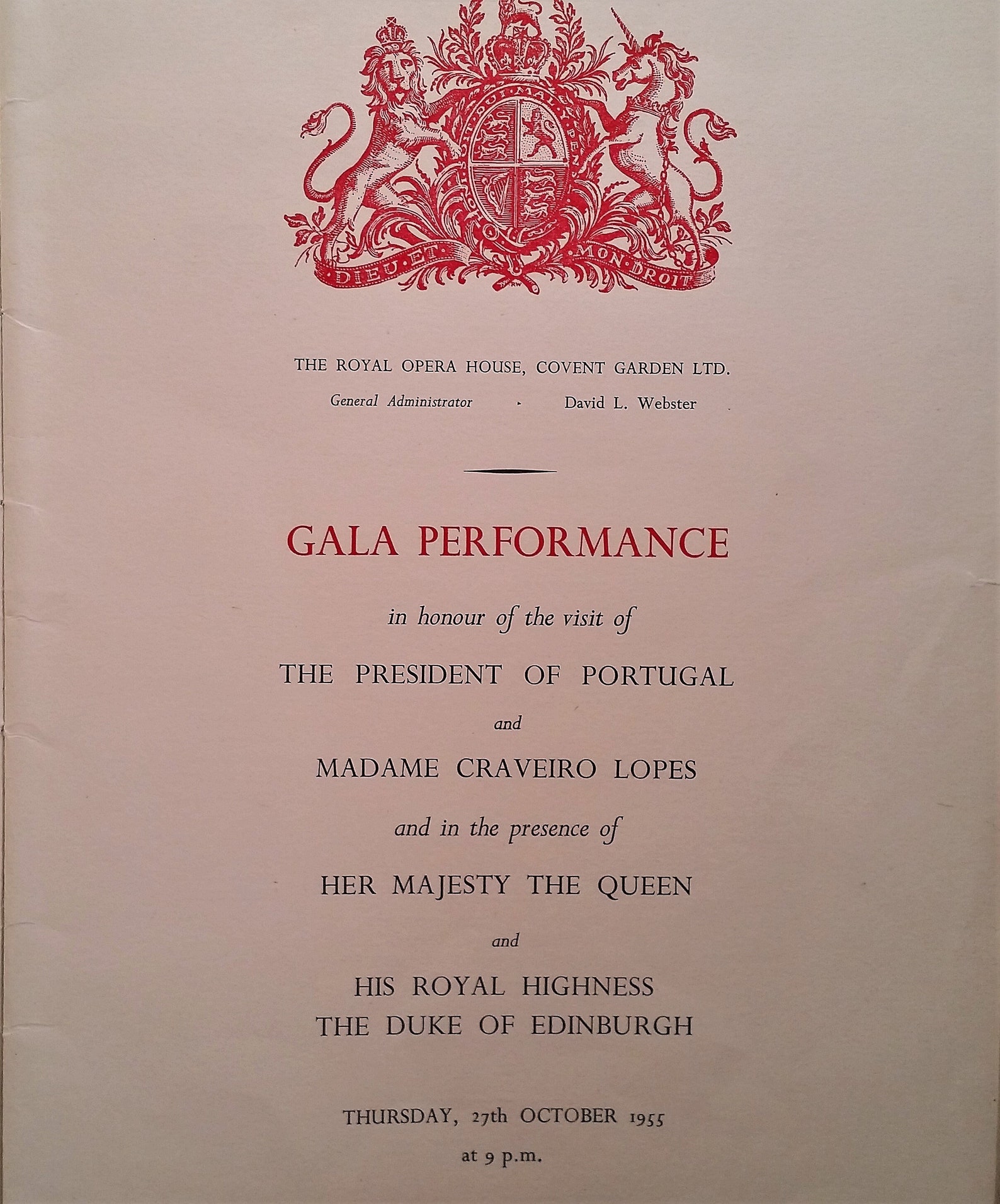 Covent Garden Royal Opera House Program in the Presence of - Etsy UK