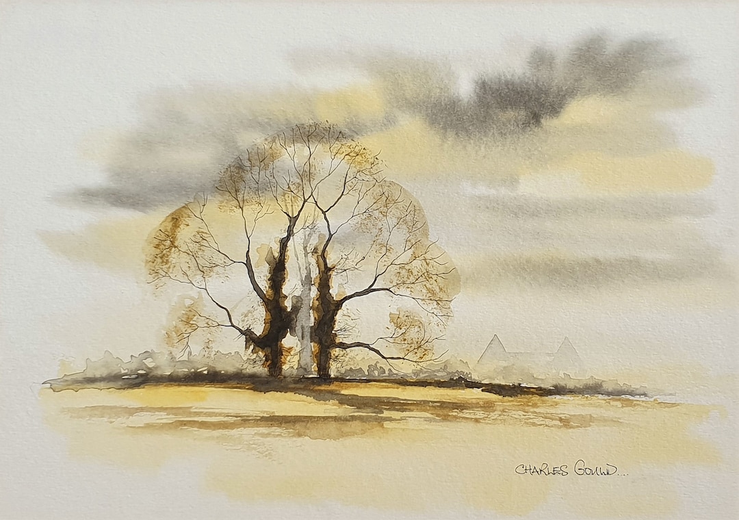 English Landscape With Elm Trees Original Watercolour Painting - Etsy