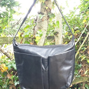 Tula Black Leather Hobo Tote Bag, Vintage Tula Soft Black Leather ...