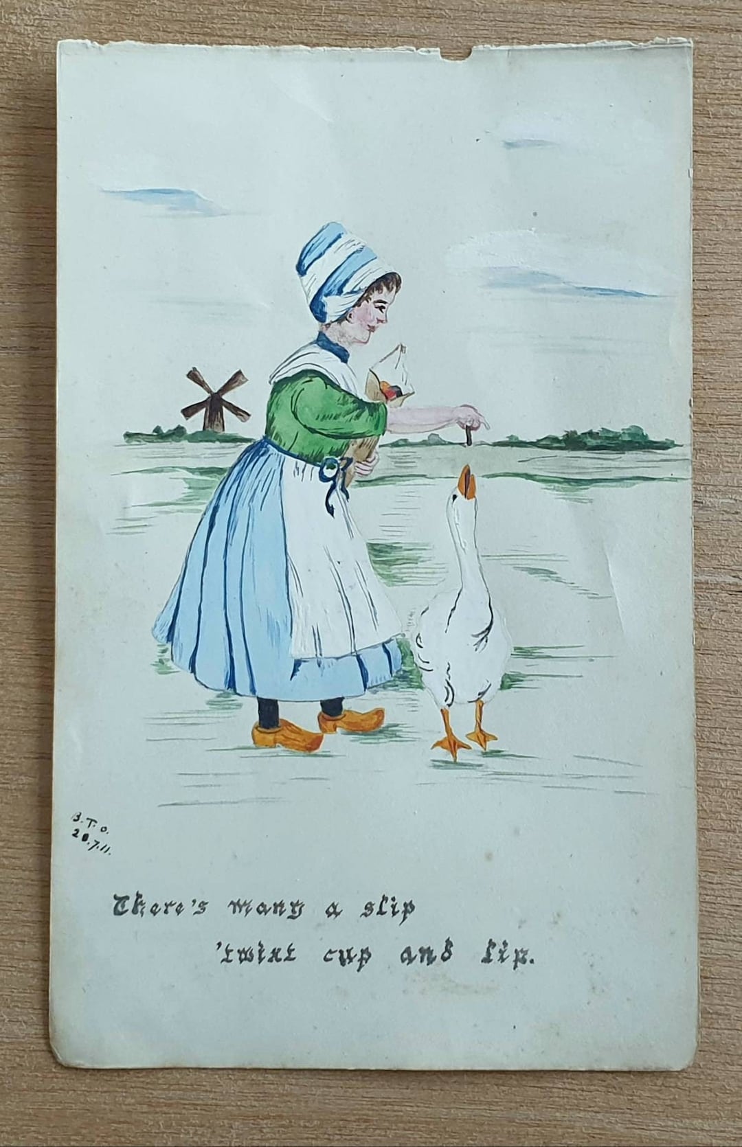 Dutch Maid With Goose Original Gouache Painting - Etsy