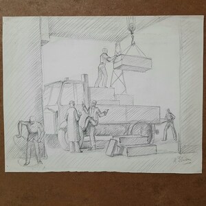 Modern British Original Industrial Drawing Circa 1950 Signed by the ...