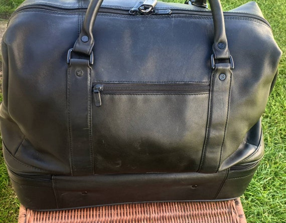 Condotti black leather holdall, travel bag, vintage h… - Gem