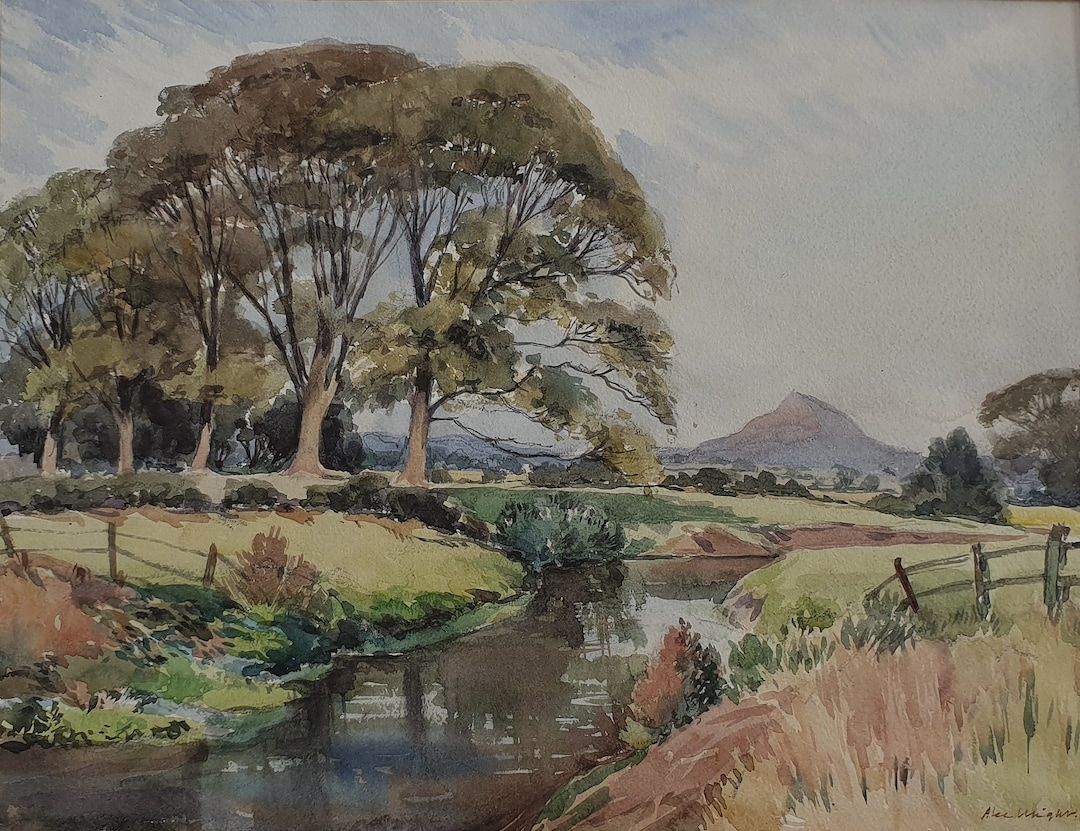 Original Watercolour English Riverbank Landscape Painting - Etsy