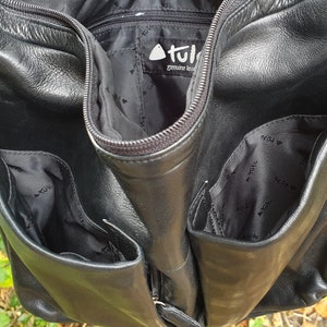 Tula Black Leather Hobo Tote Bag, Vintage Tula Soft Black Leather ...