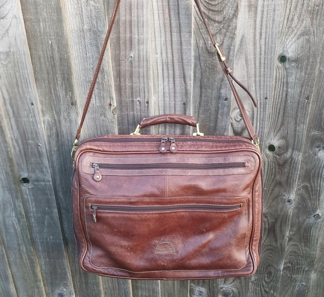 Tula Brown Leather Weekender Travel Bag, Overnight Holdall, Vintage ...
