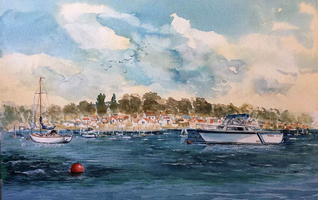 Coastal Seascape, Caribbean Island Cruiser, Original Watercolour ...