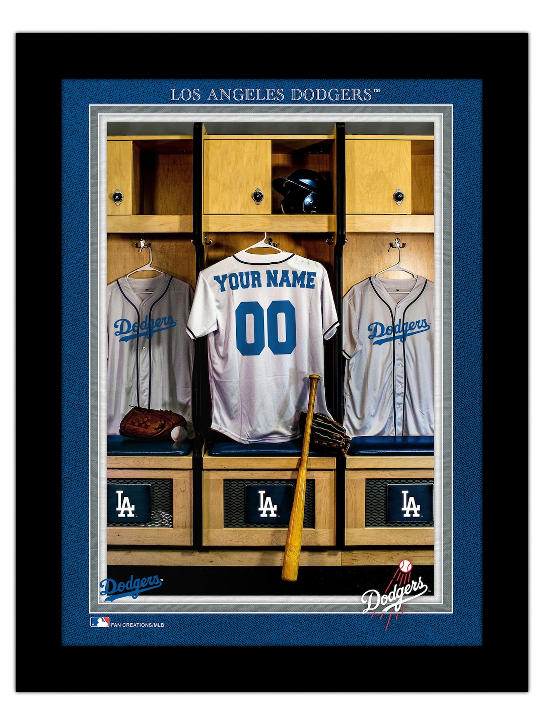Los Angeles Dodgers Personalized Sign Locker Room Print Baseball FRAMED ...