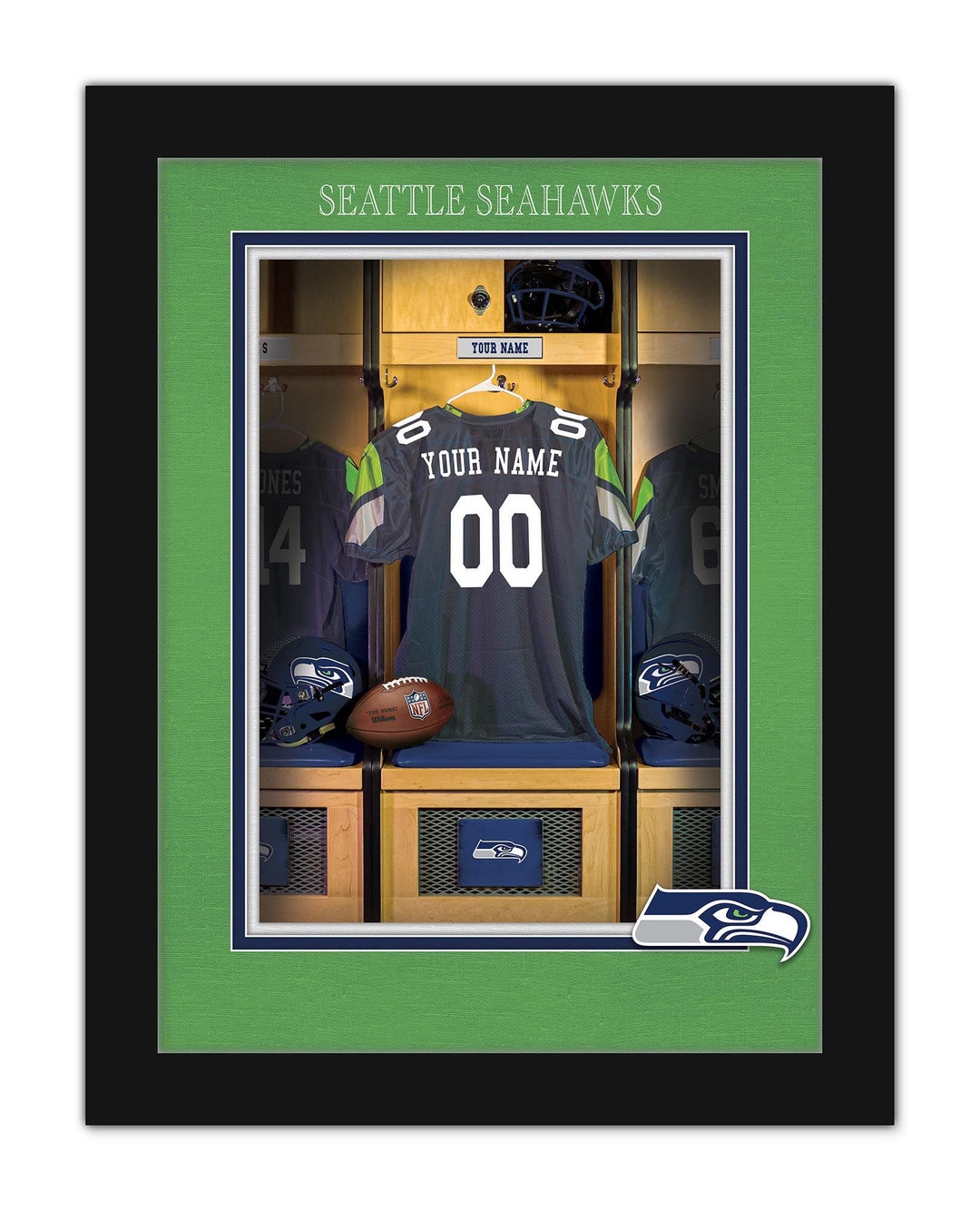 Seattle Seahawks Personalized Sign Locker Room Print NFL FRAMED 14x18 ...