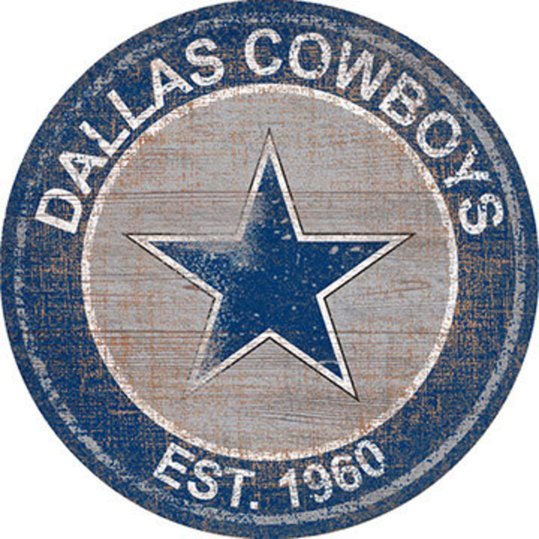 NFL Dallas Cowboys Round Distressed THROWBACK Established Wood Sign 24 ...