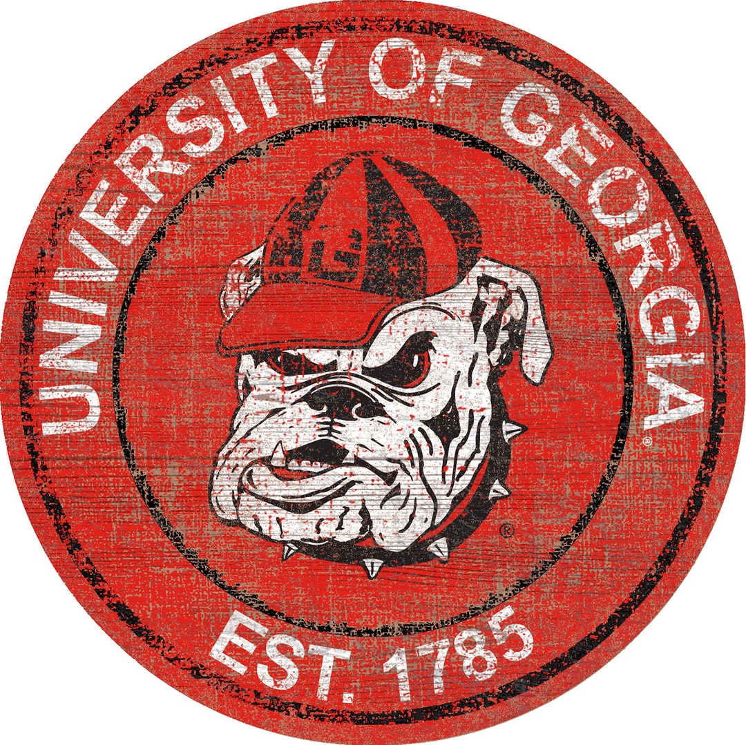 Georgia Bulldogs NCAA Round Distressed Vintage Historic Wood Sign 24 ...