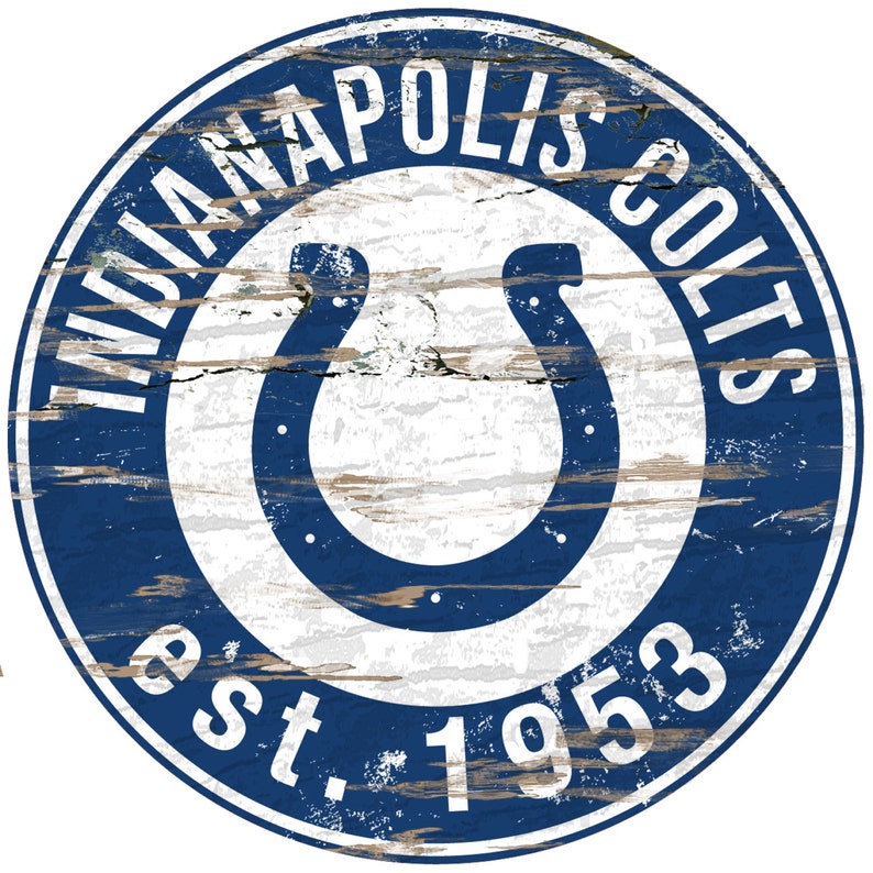 NFL Indianapolis Colts Round Distressed Established Wood Sign - Etsy