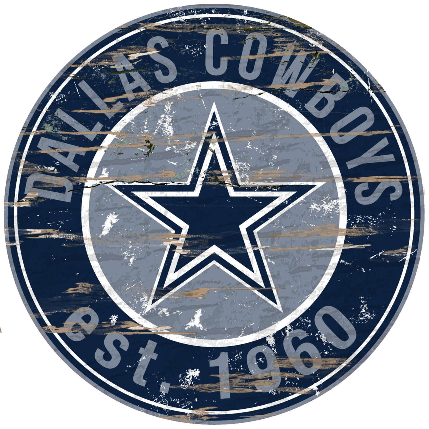 NFL Dallas Cowboys Round Distressed Established Wood Sign 24" in ...