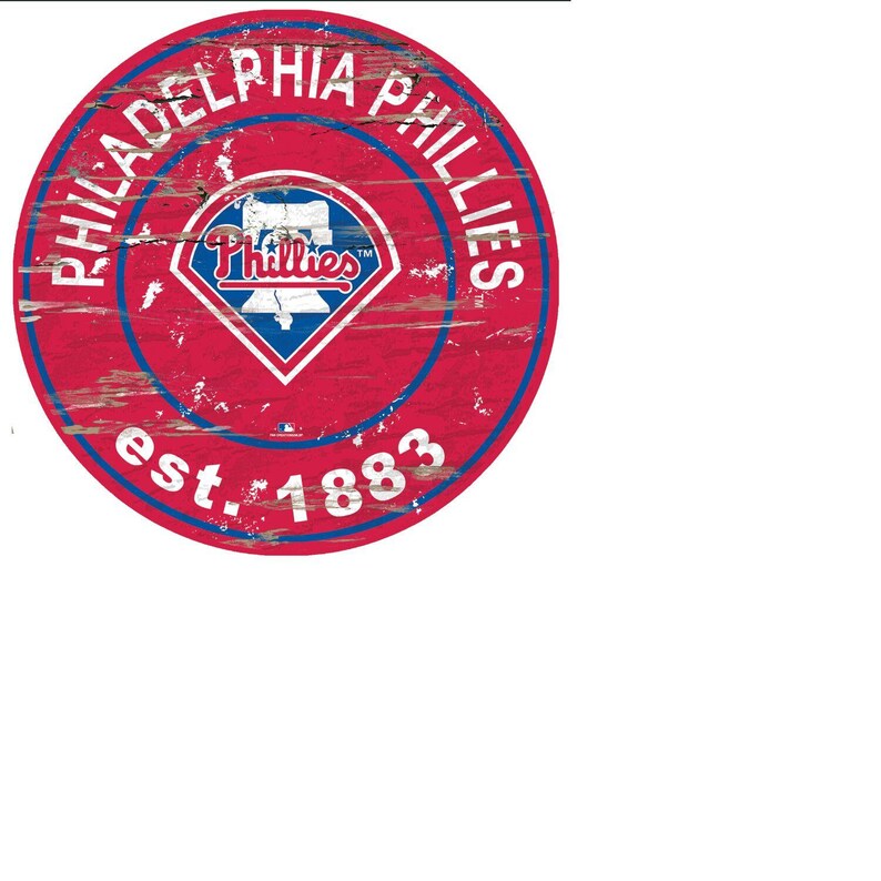 Philadelphia Phillies Round Distressed Established Wood Sign | Etsy