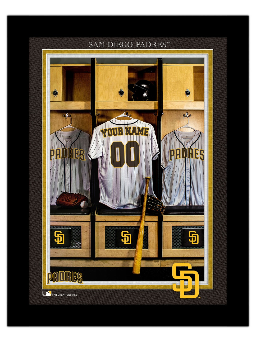 San Diego Padres Personalized Sign Locker Room Print Baseball FRAMED ...