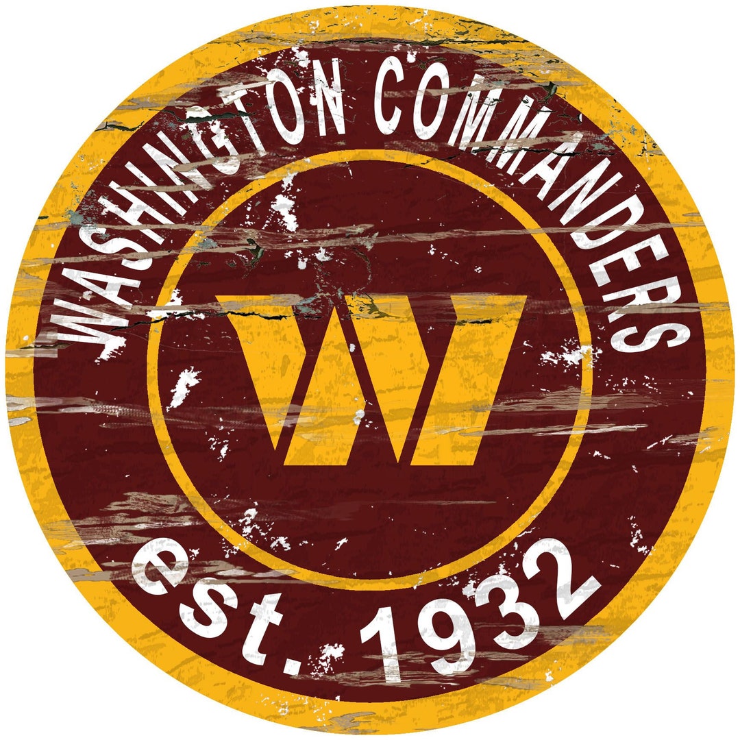 NFL Washington Commanders Round Distressed Established Wood Sign 24" in ...