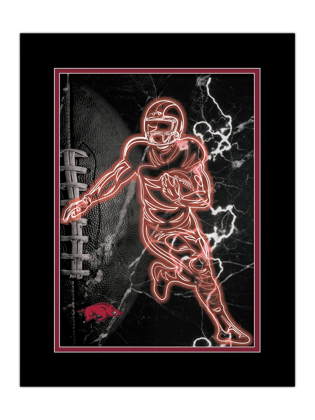 Arkansas Razorbacks Sign Wall Art Framed Neon Print Player Sign 18x14 ...