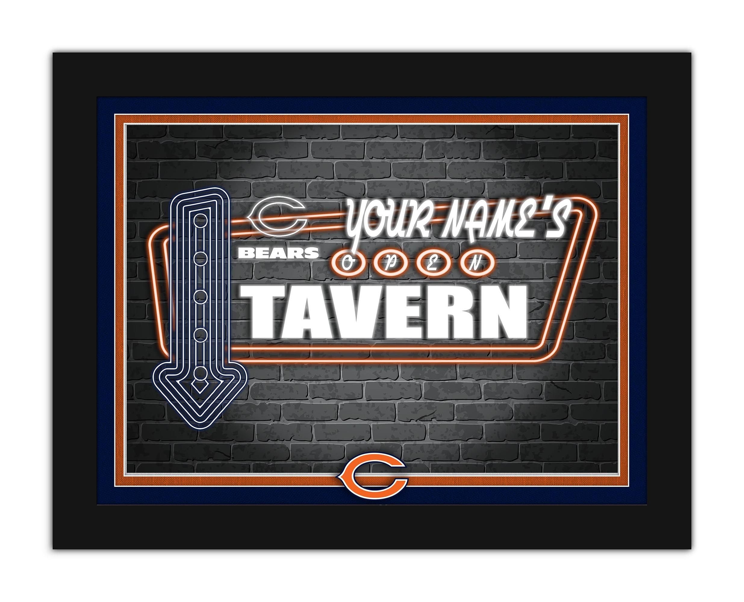 Chicago Bears Personalized Sign Framed Neon Tavern Print Sign 18x14 - Etsy