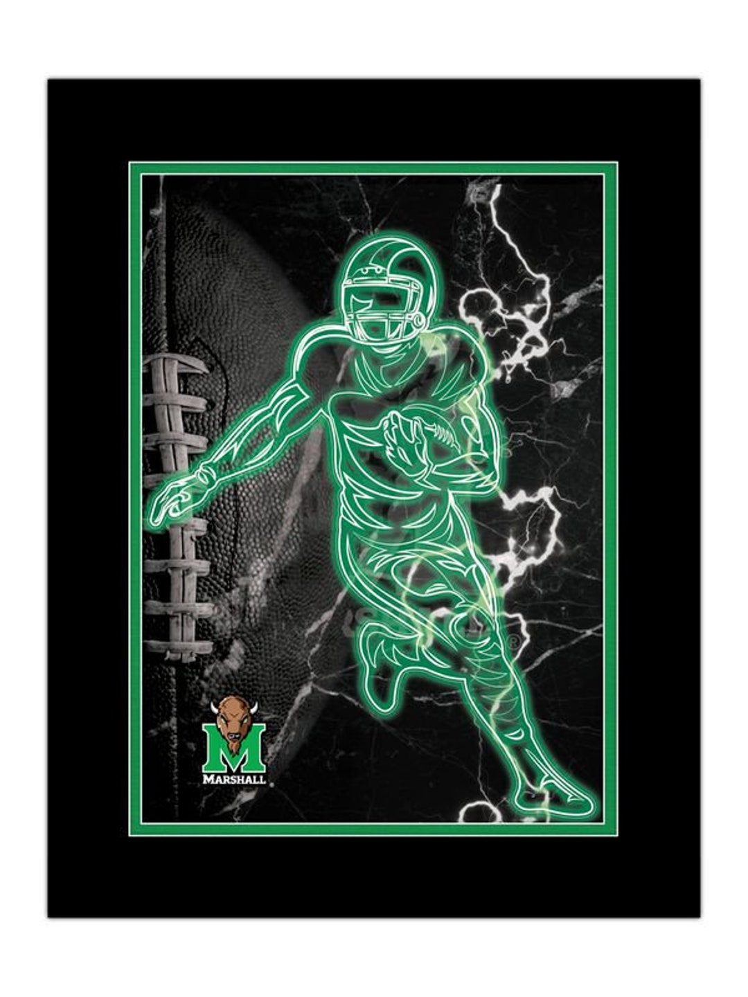 Marshall Thundering Herd Sign Wall Art Framed Neon Print Player Sign ...