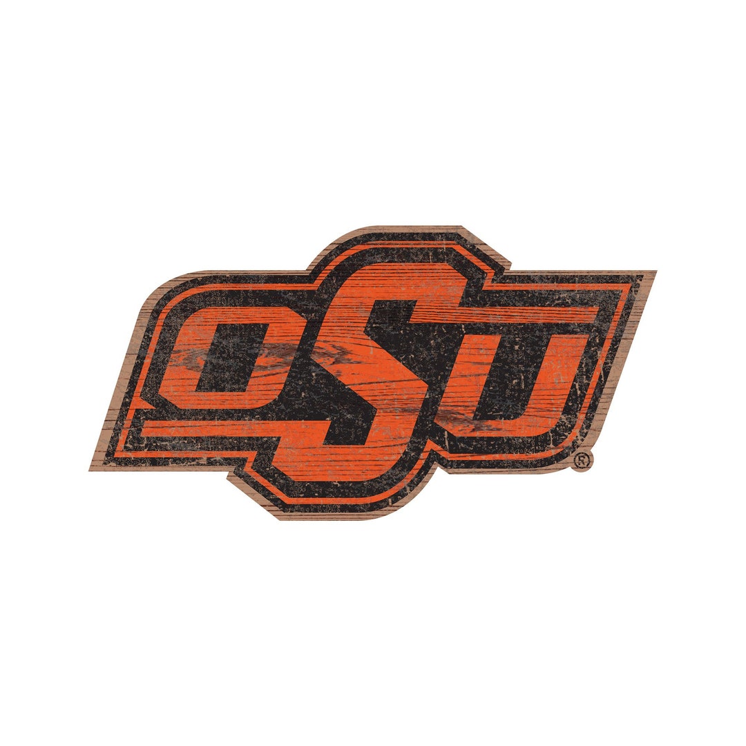 Oklahoma State Distressed Logo Cut Out Wood Sign 24" Diameter Select ...