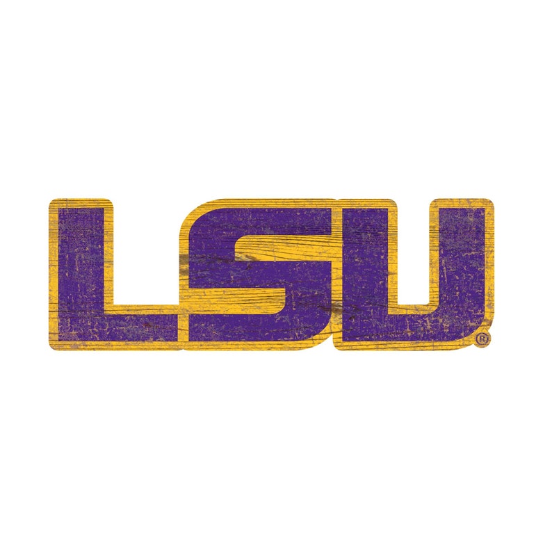 LSU Distressed Logo Cut Out Wood Sign 24" Louisiana State University - Etsy