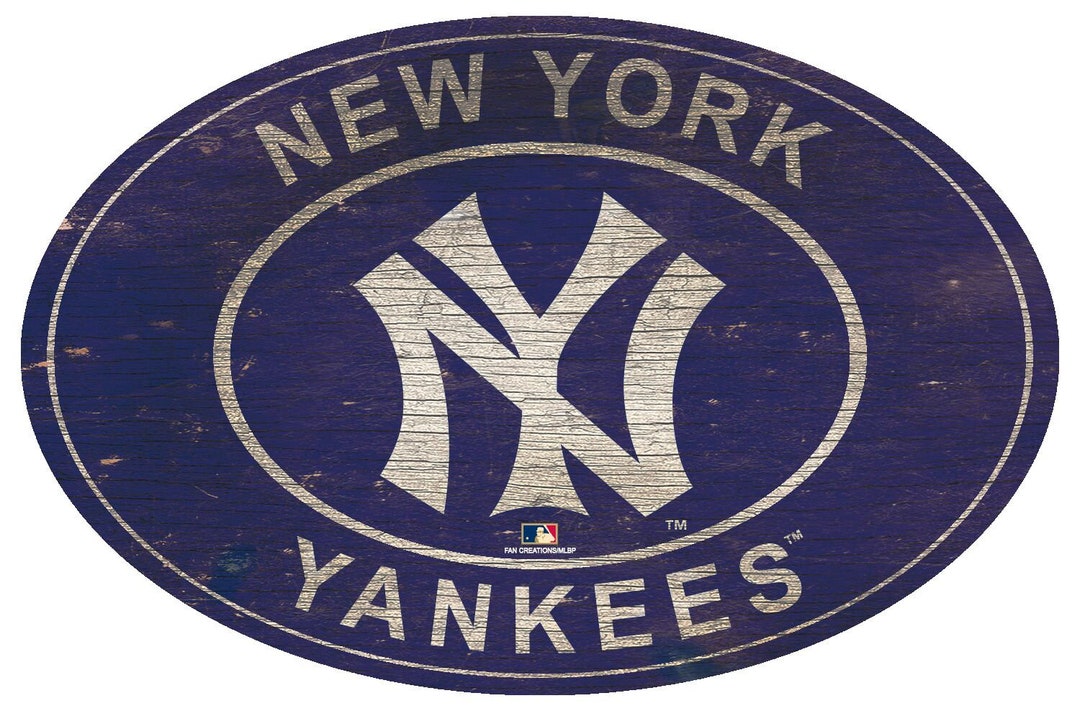 New York Yankees Historic Throwback Wall Art 46" Distressed Wood Sign ...