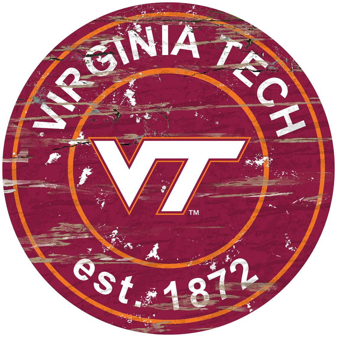 NCAA Virginia Tech Round Distressed Established Wood Sign - Etsy