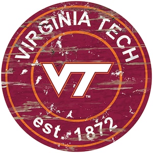 NCAA Virginia Tech Round Distressed Established Wood Sign - Etsy