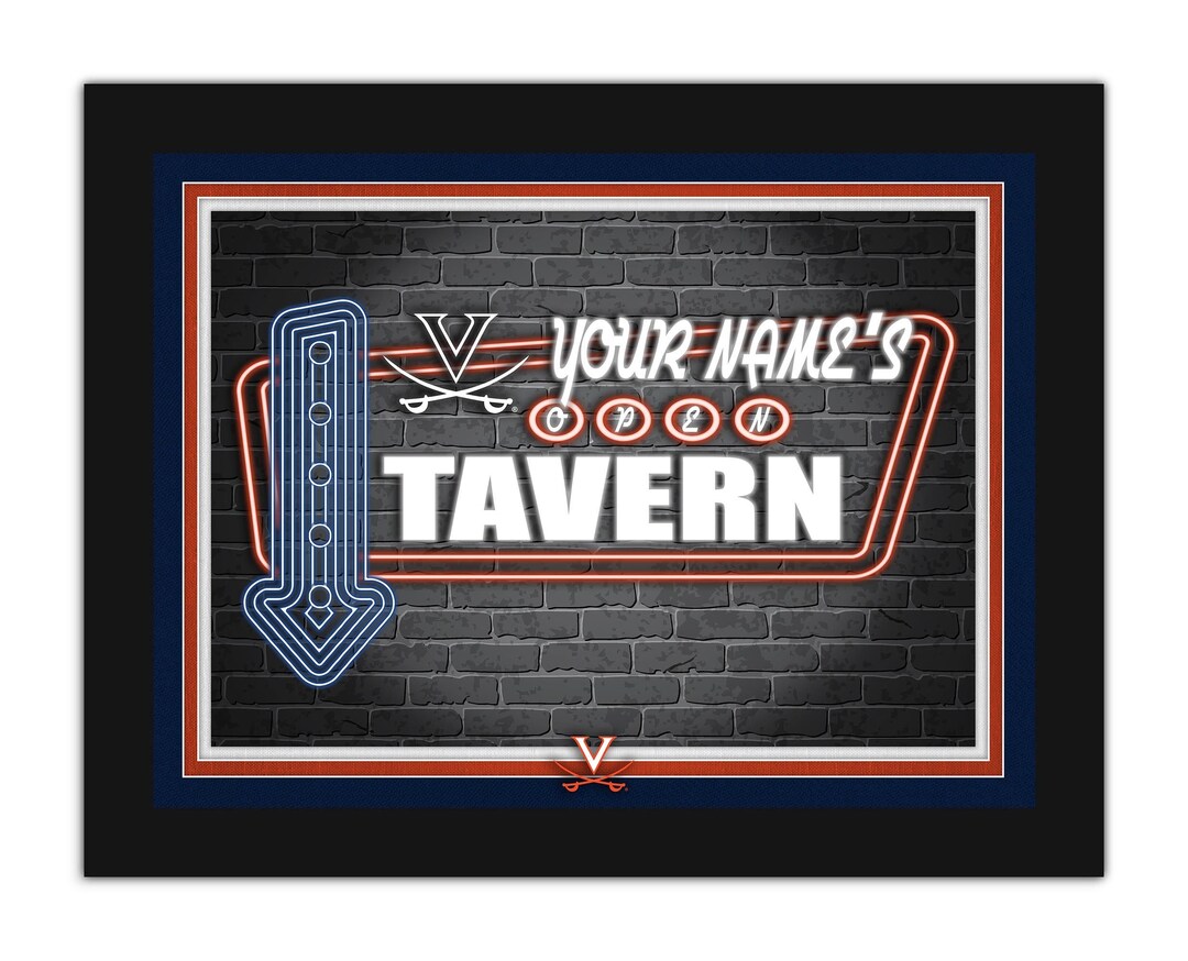 Virginia Cavaliers Personalized Sign Framed Neon Tavern Print Sign ...