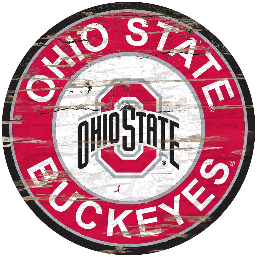 Ohio State Buckeyes NCAA Round Distressed Established Wood Sign 24 ...